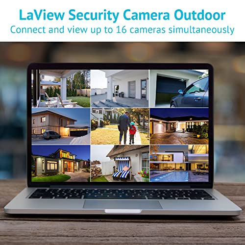 LaView 2K Security Camera Outdoor with Color Night Vision,3MP Wired Cameras for Home Security,IP65 Waterproof Camera, 24/7 Live Video,2 Way Audio,Cloud Storage/SD Slot,Compatible with Alexa(4pcs)