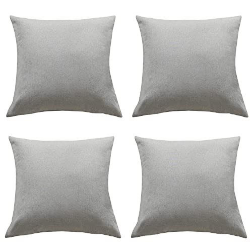 Pack of 4 Decorative Outdoor Waterproof Pillow Covers for Patio Tent Garden Balcony Farmhouse Sunbrella Outside Square Lumbar Pillow Cover Case 18*18 inch (Gray)