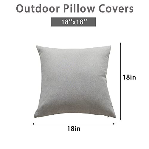 Pack of 4 Decorative Outdoor Waterproof Pillow Covers for Patio Tent Garden Balcony Farmhouse Sunbrella Outside Square Lumbar Pillow Cover Case 18*18 inch (Gray)