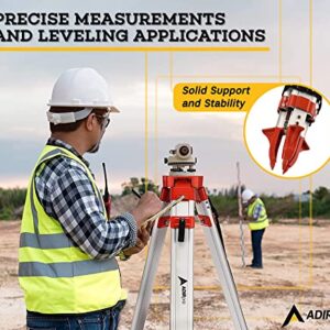 AdirPro Universal Survey Tripod – Aluminum Laser Level Tripod – Transit Level Tripod - Quick Clamp - Heavy Duty Contractor Tripod 5/8” x 11” Thread (Orange)