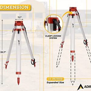 AdirPro Universal Survey Tripod – Aluminum Laser Level Tripod – Transit Level Tripod - Quick Clamp - Heavy Duty Contractor Tripod 5/8” x 11” Thread (Orange)