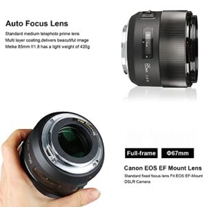 Meike 85mm f1.8 Large Aperture Full Frame Auto Focus Telephoto Lens for Canon EOS EF Mount Digital SLR Camera Compatible with APS C Bodies Such as 1D 5D3 5D4 6D 7D 70D 550D 80D