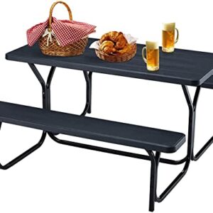 ECOTOUGE 5 FT Portable Picnic Table Benches Set for Outdoor, Heavy Duty Camping Picnic Tables, Weather Resistant, Suitable Patio, Garden for Adult(Black)