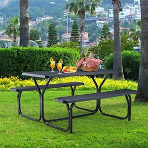 ECOTOUGE 5 FT Portable Picnic Table Benches Set for Outdoor, Heavy Duty Camping Picnic Tables, Weather Resistant, Suitable Patio, Garden for Adult(Black)