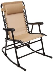 amazon basics outdoor textilene zero gravity folding lounge rocker with pillow,alloy steel, beige