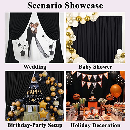 10x10FT Black Backdrop Curtains for Parties - Black Backdrop Curtain for Baby Shower Birthday Photo Home Party Backdrop Curtains 5x10FT 2 Pcs