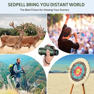 Sedpell 10x50 Monocular Telescope with Smartphone Adapter, Tripod, High Power Monoculars for Adults, HD Monocular Scope for Bird Watching, Hunting, Archery, Hiking, Concert