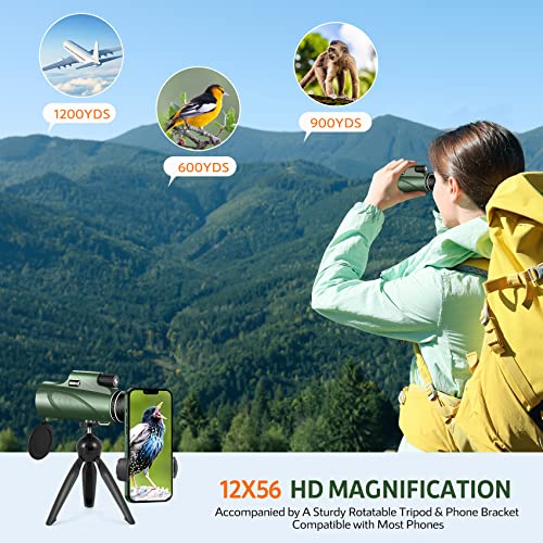 Sedpell 10x50 Monocular Telescope with Smartphone Adapter, Tripod, High Power Monoculars for Adults, HD Monocular Scope for Bird Watching, Hunting, Archery, Hiking, Concert