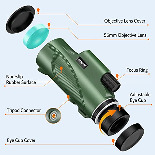 Sedpell 10x50 Monocular Telescope with Smartphone Adapter, Tripod, High Power Monoculars for Adults, HD Monocular Scope for Bird Watching, Hunting, Archery, Hiking, Concert