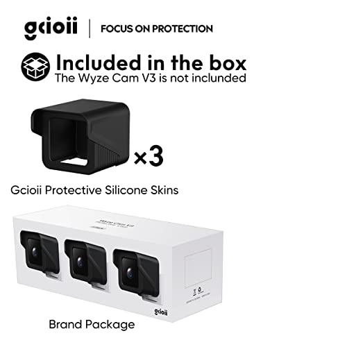 Gcioii Protective Silicone Skins Only for Wyze Cam V3 Camera，Weather-Resistant Waterproof Anti-Sun All-Round Protective Case/Cover Accessories for Indoor and Outdoor Using(3Pack Black)