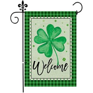 mloabuc st. patrick’s day garden flag welcome lucky buffalo lattice yard flag farmhouse double sided lattice vertical outdoor decor 12 x 18 in