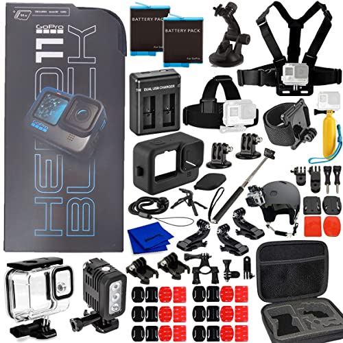 GoPro HERO11 (Hero 11) Black - Waterproof Action Camera with 5.3K Ultra HD Video, 27MP Photos, 1/1.9" Image Sensor, Live Streaming, Webcam + 50 Piece Bundle with 2 Extra Batteries and Charger