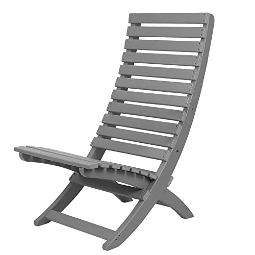 DAILYLIFE Patio Chairs, Resin Outdoor Chairs Free Installation with Retractable Armrest, 300lbs Capacity Weather Resistant Plastic Composite Chairs for Deck Garden Backyard Lawn Pool Beach, Slate Gray