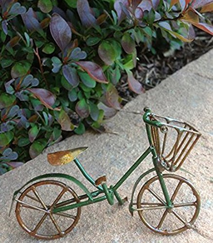 G & F Products 10022GR MiniGarden Fairy Garden Miniature Green Mini Bicycle Outdoor Statue, 3" Wide x 2" High