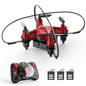 holyton ht02 mini drone for kids beginners, easy pocket rc quadcopter with altitude hold, 3d flips, 3 speed modes, 3 batteries, headless mode, protection guards and emergency stop, gift for boys girls