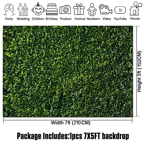 HQM 7x5FT Soft Fabric/Polyester Nature Spring 3D Green Leaves Theme Photo Background Wedding Birthday Party Newborn Baby Shower Photography Backdrops Zoo Decor Shoot Props Bannner