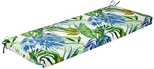 Pillow Perfect 586601 Perfect Outdoor/Indoor Soleil Bench/Swing Cushion, 45" x 18", Blue/Green