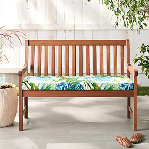 Pillow Perfect 586601 Perfect Outdoor/Indoor Soleil Bench/Swing Cushion, 45" x 18", Blue/Green