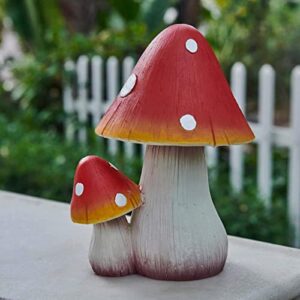 origarden mushroom decor fairy garden accessories – outdoor garden decor mushrooms ornament for garden decoration garden gnome’s favorite mushroom statues (8″ red)