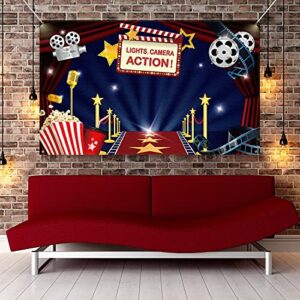 Movie Theme Party Decorations Supplies, Large Fabric Backdrop for Movie Night Birthday Party Event Awards Night Ceremony Photo Photography Booth Background, 72.8 x 43.3 Inch