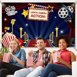 Movie Theme Party Decorations Supplies, Large Fabric Backdrop for Movie Night Birthday Party Event Awards Night Ceremony Photo Photography Booth Background, 72.8 x 43.3 Inch