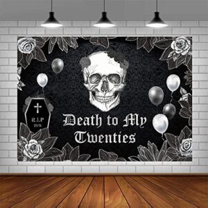 ABLIN 7x5ft Death to My Twenties Backdrop for Thirties Birthday Party Decorations RIP to My 20s Youth Gothic Skull Black Rose Balloons Photography Background Photo Props