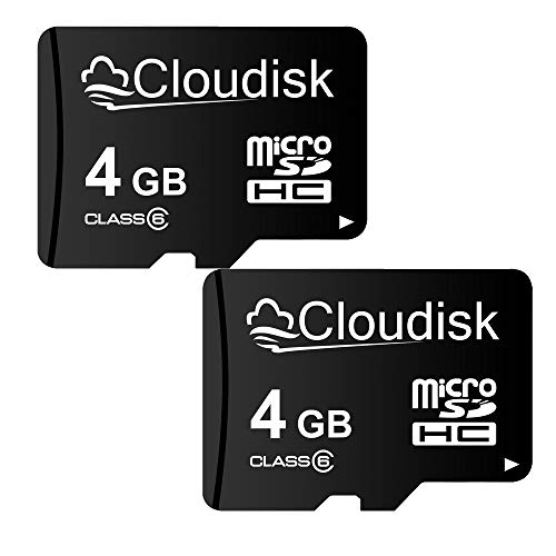 Cloudisk 2Pack 4GB Micro SD Card MicroSD Memory Card Class 6 with SD Adapter (2Pack 4 GB)