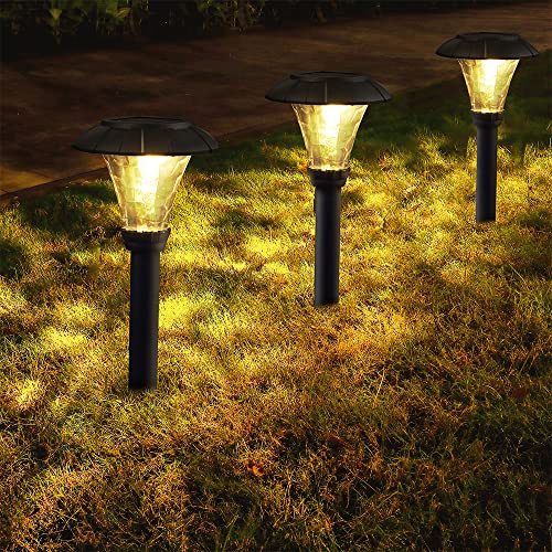 LAMTREE 6 Pack 8 Lumens Solar Pathway Lights,Outdoor Solar Lights Waterproof,Landscape Lights for Path, Pathway, Walkway, Yard, Lanscape, Lawn and Garden