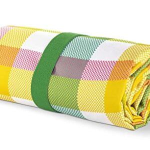 Kate Spade New York Foldable Picnic Blanket, Large Outdoor Blanket Fits Up to 4 Adults, Portable Blanket for Camping or Beach, Garden Plaid