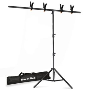 [upgraded t-shaped joint version] t-shape backdrop stand kit 6.5x5ft, mountdog photo backdrop stand background support system with 4 clamps for photography video studio (backdrop not included)