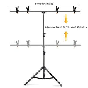 [Upgraded T-Shaped Joint Version] T-Shape Backdrop Stand Kit 6.5x5ft, MOUNTDOG Photo Backdrop Stand Background Support System with 4 Clamps for Photography Video Studio (Backdrop NOT Included)