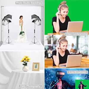 2 Pack 10 X 7 FT Green Screen & White Backdrop for Photography, Chromakey GreenScreen Pure Cloth Fabric Photo Background for Zoom Meetings Calls Photoshoot Video Studio Gaming YouTube with 4 Clamps