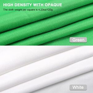 2 Pack 10 X 7 FT Green Screen & White Backdrop for Photography, Chromakey GreenScreen Pure Cloth Fabric Photo Background for Zoom Meetings Calls Photoshoot Video Studio Gaming YouTube with 4 Clamps