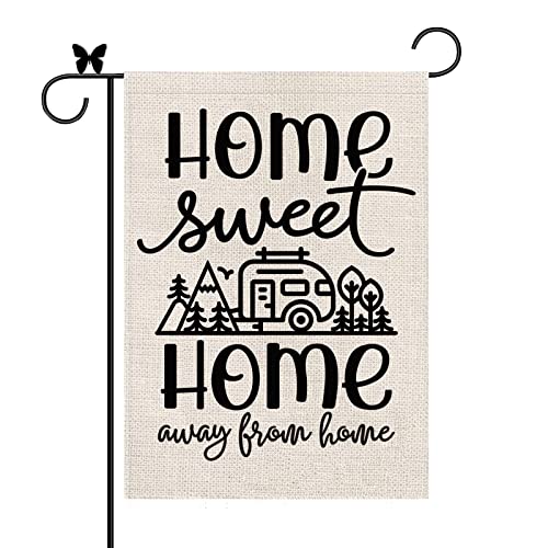 Camping Sweet Home Garden Flag Away from Home Camper Vertical Burlap Double Sided Farmhouse Outdoor Decorations Yard Lawn Decor 12.5 x 18 Inch