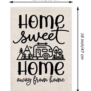 Camping Sweet Home Garden Flag Away from Home Camper Vertical Burlap Double Sided Farmhouse Outdoor Decorations Yard Lawn Decor 12.5 x 18 Inch