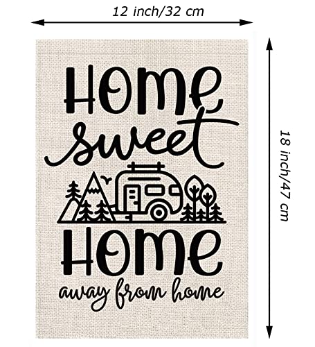 Camping Sweet Home Garden Flag Away from Home Camper Vertical Burlap Double Sided Farmhouse Outdoor Decorations Yard Lawn Decor 12.5 x 18 Inch