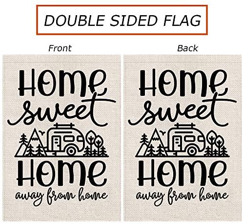 Camping Sweet Home Garden Flag Away from Home Camper Vertical Burlap Double Sided Farmhouse Outdoor Decorations Yard Lawn Decor 12.5 x 18 Inch