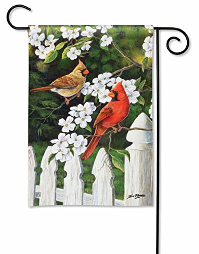 BreezeArt - Dogwood Cardinals Decorative Garden Flag 12x18 inch - Premium Quality SolarSilk - Made in the USA by Studio-M