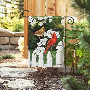 BreezeArt - Dogwood Cardinals Decorative Garden Flag 12x18 inch - Premium Quality SolarSilk - Made in the USA by Studio-M