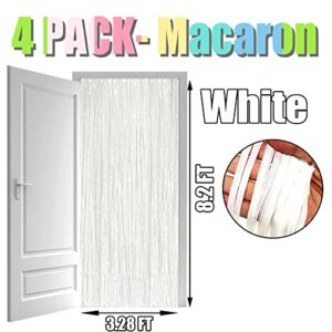 HalloweenDecorate 4 Pack Macaron White Foil Fringe Curtain Backdrop, 3.28Ft x 8.2Ft Foil Fringe Streamers Curtains for Party, Photo Booth Props, Birthday, 2022 Graduation Decor Supplies, One Size