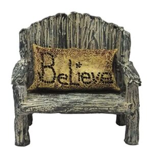 miniature fairy garden – bench w/ believe pillow (2-piece set)