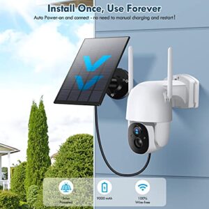 Poyasilon Solar Security Cameras Wireless Outdoor, 3MP 2K FHD Outdoor Camera Wireless 2.4G Wi-Fi 355° View Pan Tilt Security Cameras with AI Motion Detection, Siren, Two-Way Audio (2 Pack)