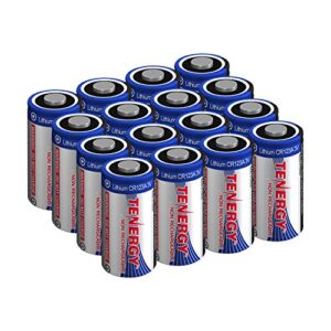 tenergy 3v cr123a lithium battery, high performance 1500mah cr123a cell batteries ptc protected for cameras, flashlight replacement cr123a batteries, 16-pack (non-rechargeable)