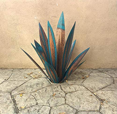 Tequila Rustic Sculpture - DIY Metal Agave Plant - Rustic Hand Painted Metal Agave,Garden Yard Art Decoration Statue Home Decor for Yard Stakes,Garden Figurines,Outdoor Patio (Blue, 65CM/25)