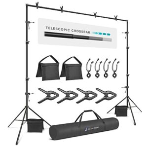 julius studio 10.1 ft. extra wide & 7.6 ft. tall (122 x 91 inch) backdrop stand, background support equipment, great fit for 10 ft. screens, complete accessory kit for photo video studio, jsag283