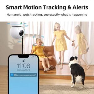 AOSU 2K Security Camera Indoor, Baby Monitor Pet Camera 360-Degree for Home Security, WiFi Camera with 5/2.4 GHz Wi-Fi, One-Touch Calls, Smart Motion Tracking, IR Night Vision, Compatible with Alexa