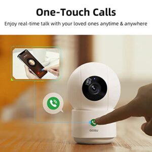 AOSU 2K Security Camera Indoor, Baby Monitor Pet Camera 360-Degree for Home Security, WiFi Camera with 5/2.4 GHz Wi-Fi, One-Touch Calls, Smart Motion Tracking, IR Night Vision, Compatible with Alexa