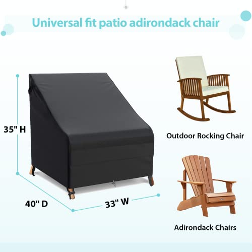 MR. COVER Patio Adirondack Chair Cover, Also Fits Outdoor Chair, 33W x 40D x 35H Inches, Waterproof & UV Protection, Classic Black (2-Pack)