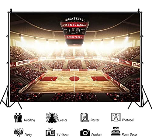 Basketball Court Backdrop 7x5ft Sports Photo Background for Basketball Game Party Video Studio Props Photo Props BT020…………