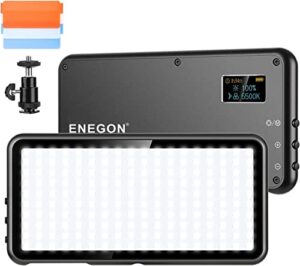 enegon 4000mah rechargeable mountable bicolor led video light with mini panel for professional dslr cameras | photo video lighting long battery life | fits iphone, sony, canon, nikon, fuji, panasonic